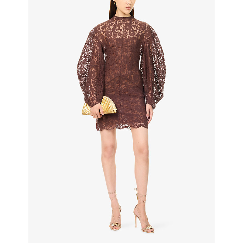 DE LA VALI De La Vali Airam Balloon-Sleeve Lace Mini Dress